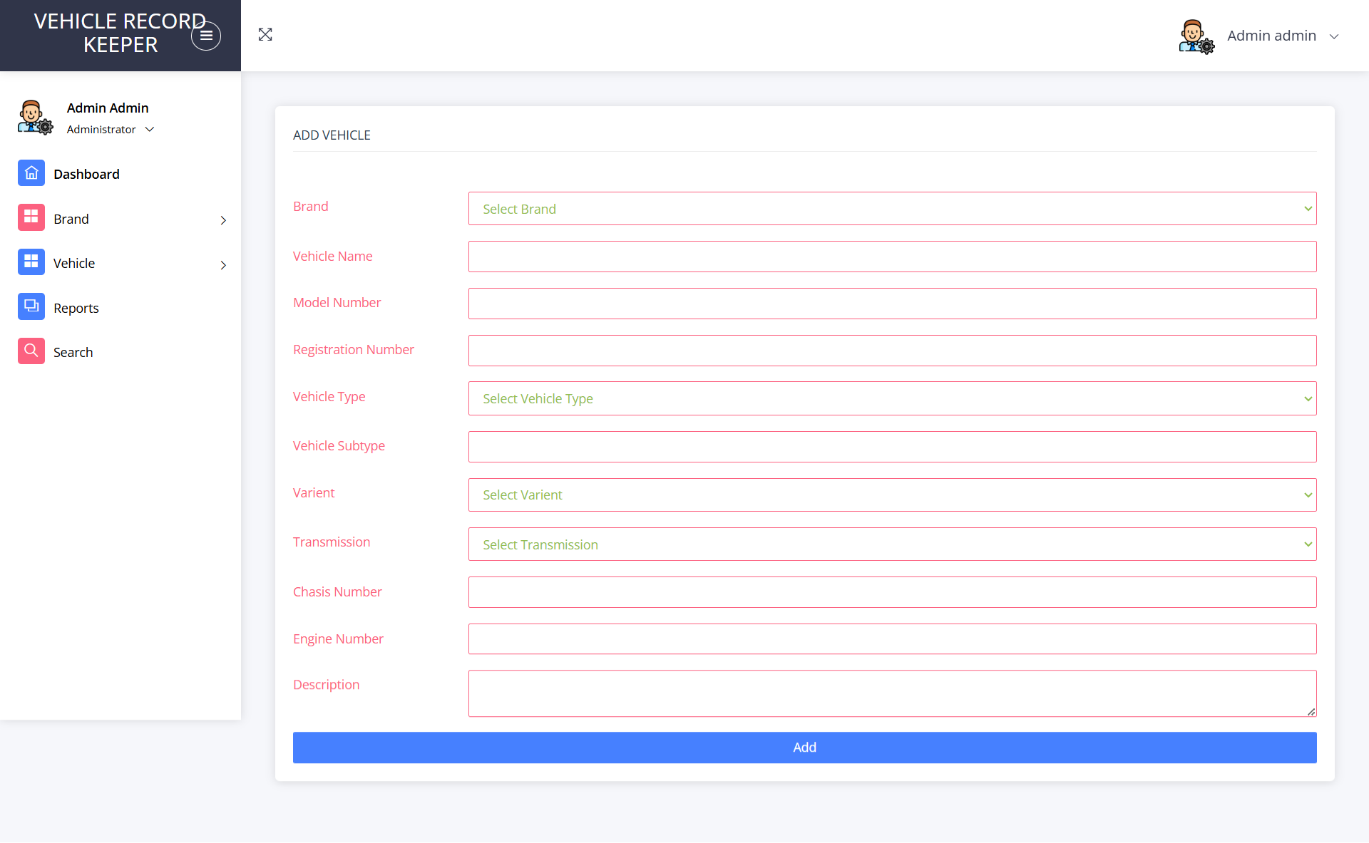 Vehicle Record Keeper in Python Django - Python Django projects ... Vehicle Record Keeper in Python Django - Python Django projects ...