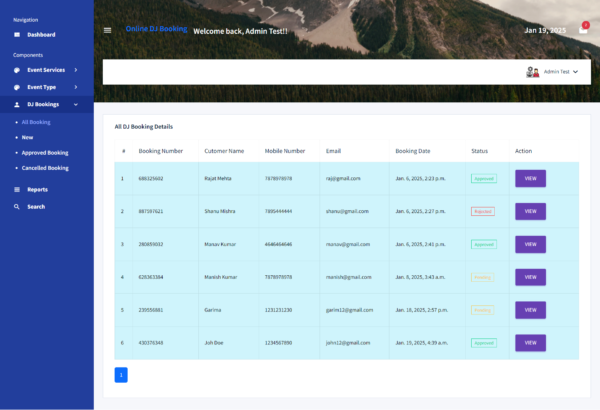 Online DJ Booking System using Python Django - Python Django projects -PythonCodeVerse