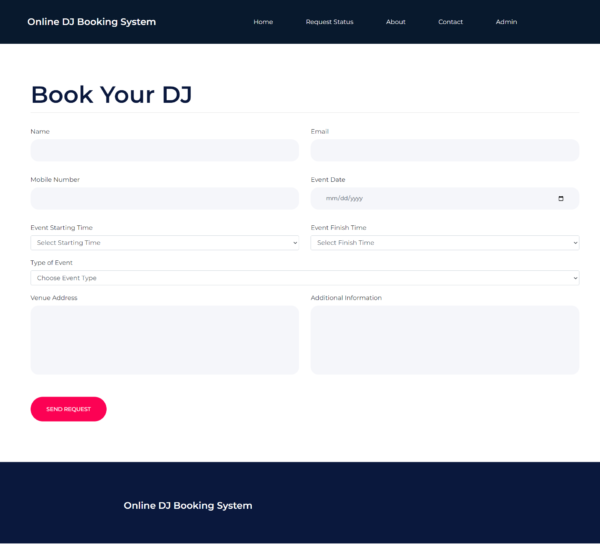 Online DJ Booking System using Python Django - Python Django projects ...