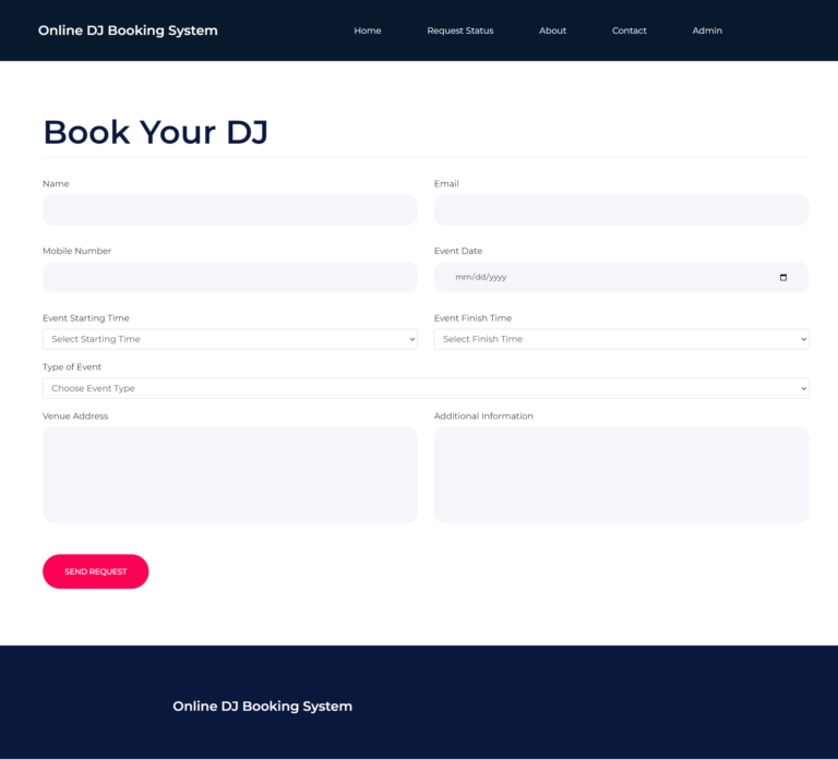 Online DJ Booking System using Python Django - Python Django projects -PythonCodeVerse