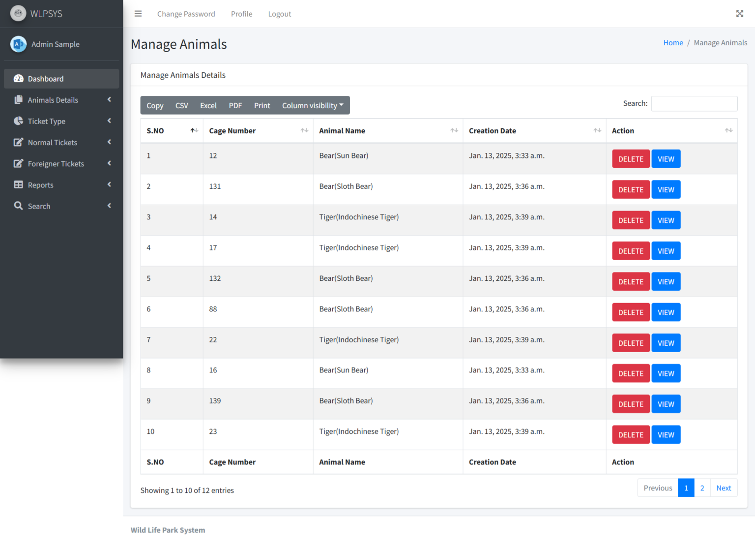 Wildlife Park System using Python Django - Python Django projects -PythonCodeVerse