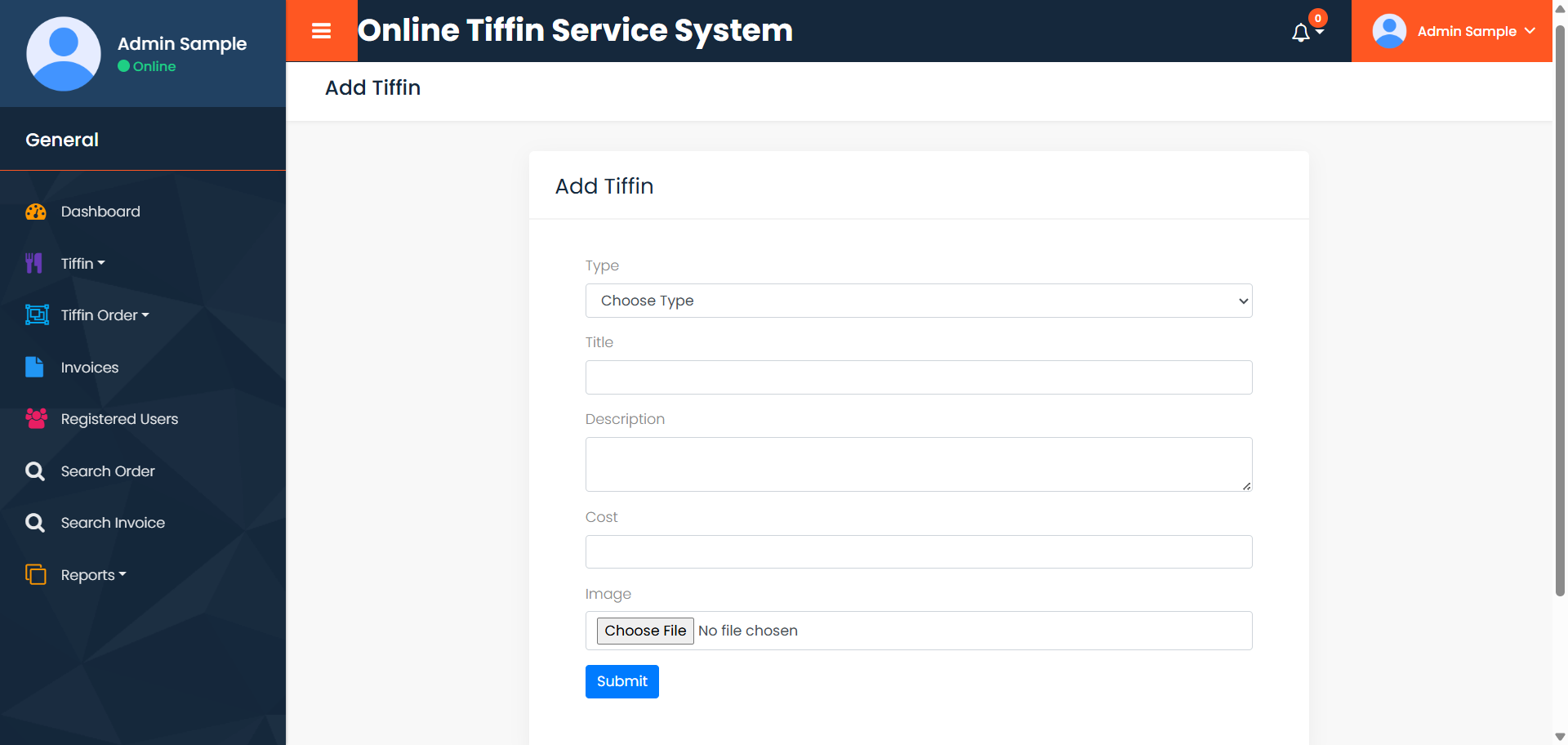 Online Tiffin Service System Project Using Python Django Python 5524