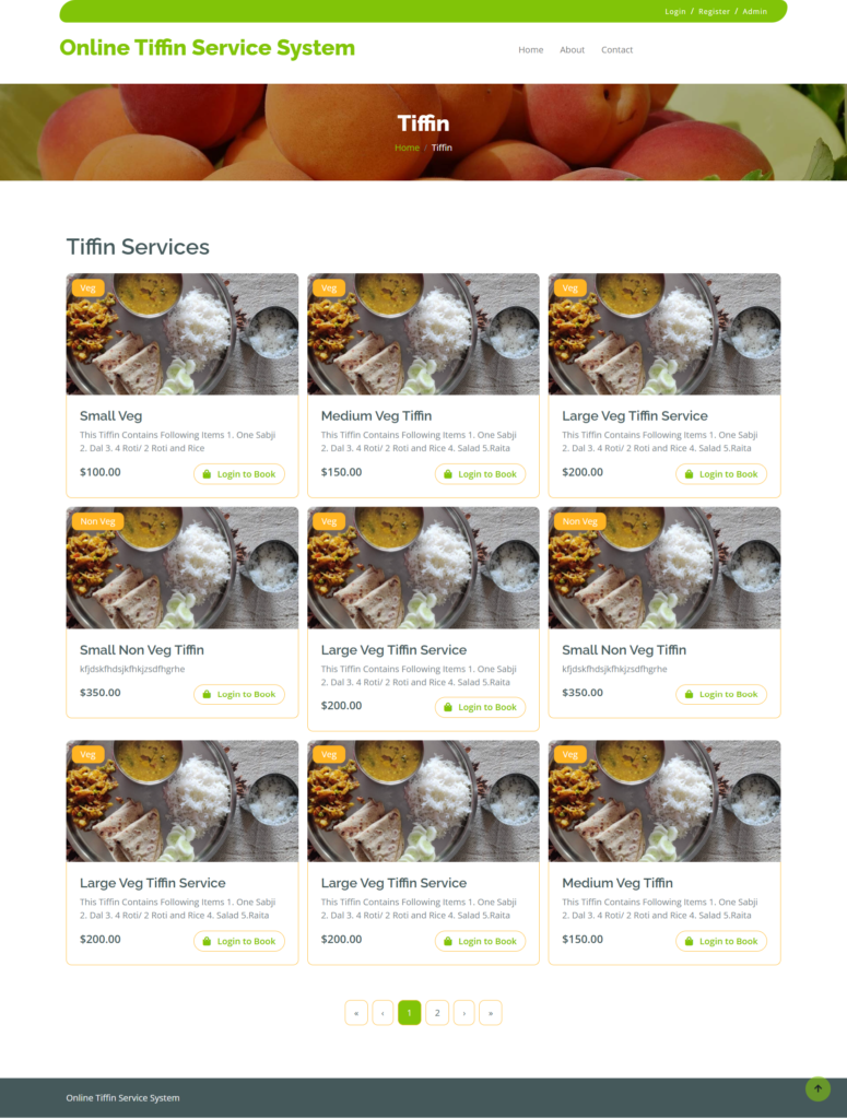 Online Tiffin Service System Project Using Python Django Python