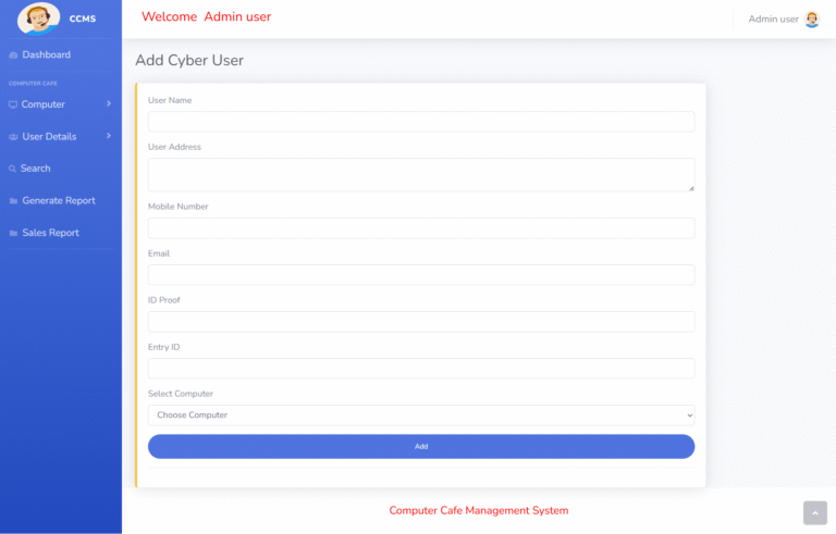 Computer Cafe Management System Project Using Python Django Python Django Projects