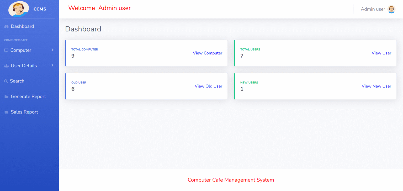 Computer Cafe Management System Project using Python Django - Python Django projects ...