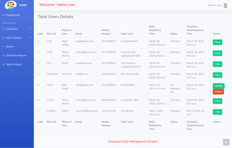 Computer Cafe Management System Project Using Python Django Python